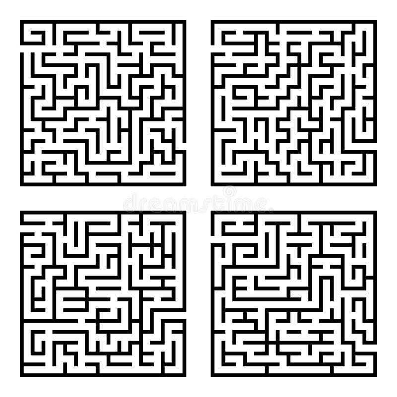 Set di labirinti illustrazione vettoriale. Illustrazione di uscita ...