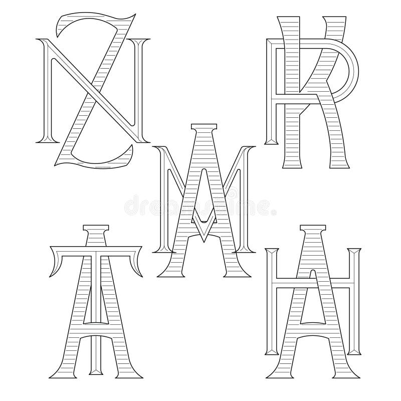 Insieme Dei Monogrammi Eleganti Con Due Lettere Illustrazione ...