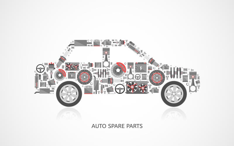Insieme Dei Pezzi Di Ricambio Automatici Icone Di Riparazione Dell ...