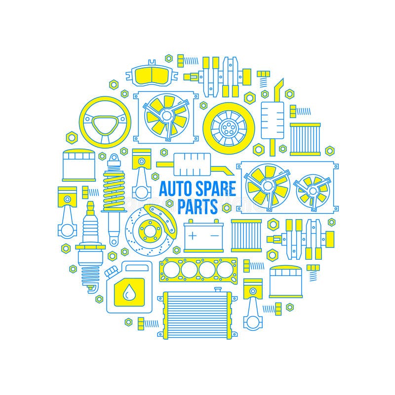 Insieme Dei Pezzi Di Ricambio Automatici Icone Di Riparazione Dell ...