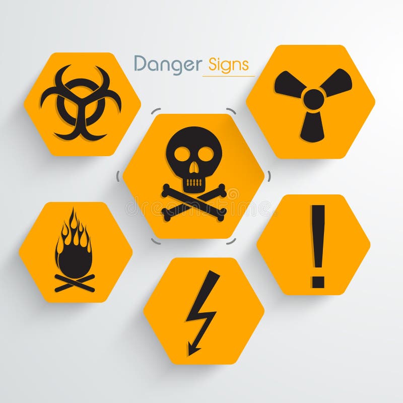 Insieme Dei Segni E Dei Simboli Del Pericolo Illustrazione di Stock ...