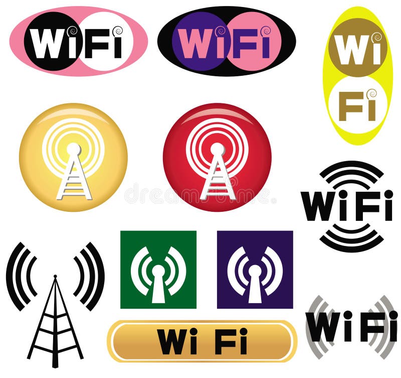 Insieme Dei Simboli Del Wi-Fi Illustrazione Vettoriale - Illustrazione ...