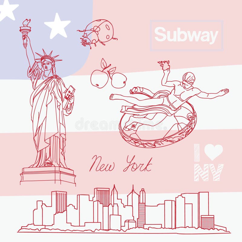 Set di simboli di New York illustrazione vettoriale. Illustrazione di ...