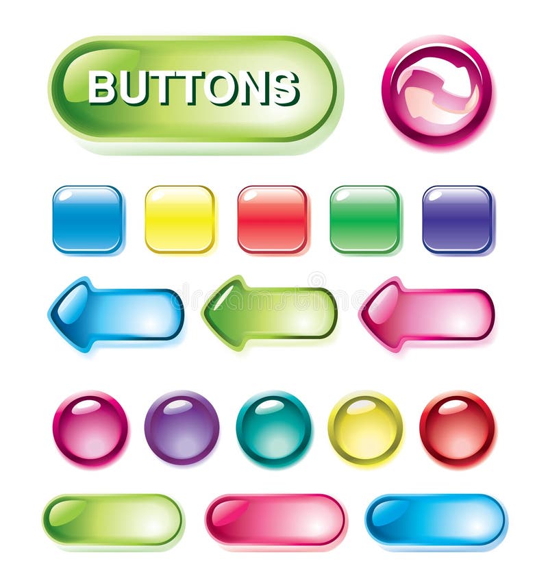 Insieme dei tasti lucidi illustrazione vettoriale. Illustrazione di ...