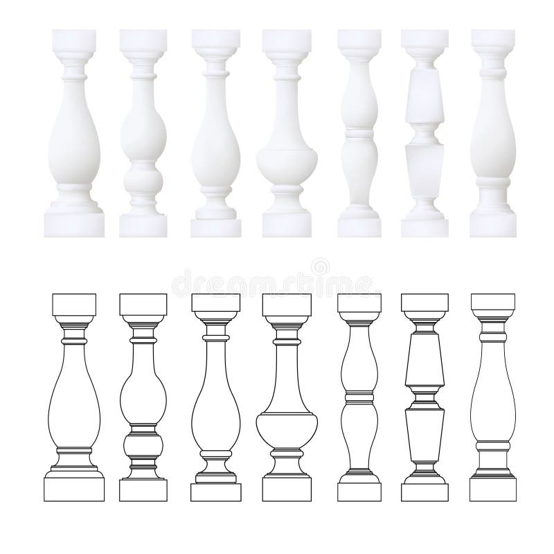Insieme del balaustro illustrazione vettoriale. Illustrazione di ...
