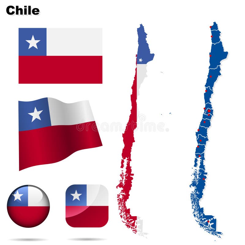 Insieme del Cile. illustrazione vettoriale. Illustrazione di geografia ...