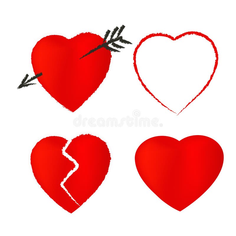 Insieme del cuore illustrazione vettoriale. Illustrazione di rosso ...