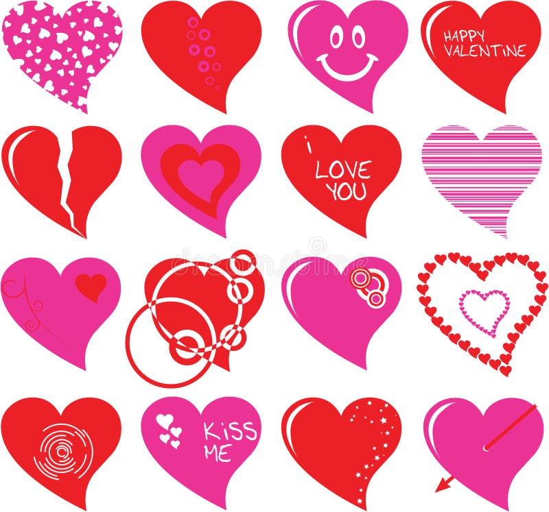 Insieme del cuore illustrazione vettoriale. Illustrazione di isolato ...