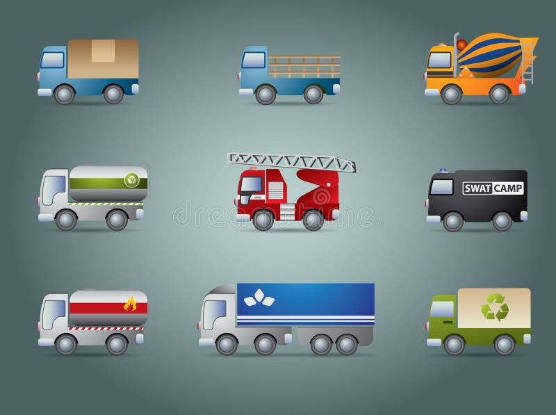 Insieme Dell'icona Del Camion Illustrazione Vettoriale - Illustrazione ...