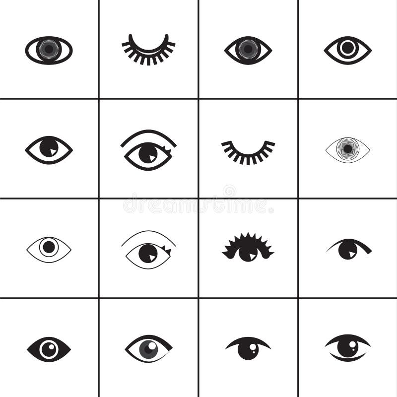 Insieme Dell'icona Dell'occhio Illustrazione Vettoriale - Illustrazione ...