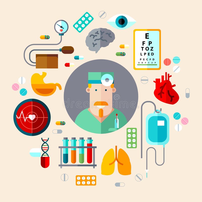 Insieme Dell'icona Della Medicina Illustrazione Vettoriale ...