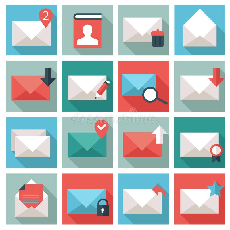 Insieme Dell'icona Della Posta Illustrazione Vettoriale - Illustrazione ...