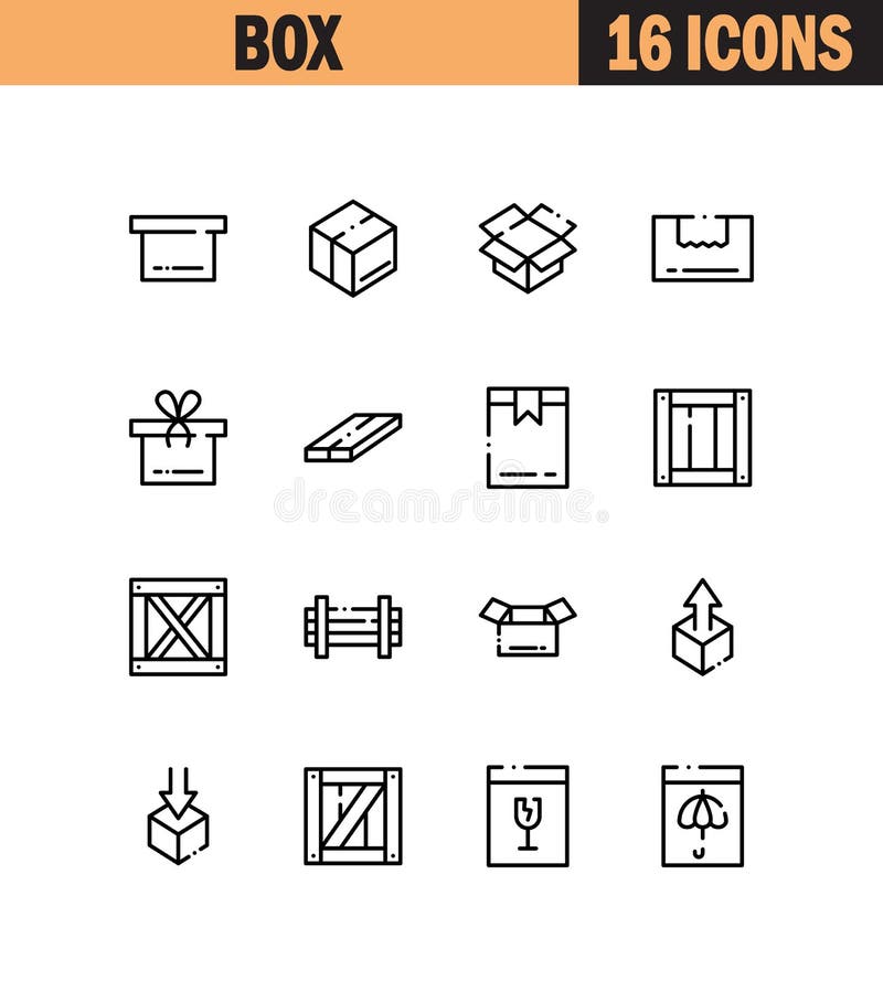 Insieme Dell'icona Della Scatola Illustrazione Vettoriale ...