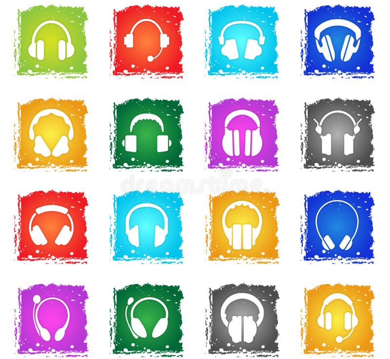 Insieme Dell'icona Delle Cuffie Illustrazione di Stock - Illustrazione ...