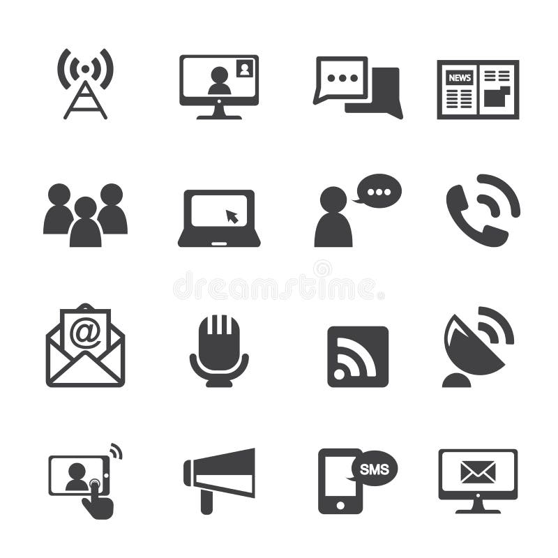 Set Di Icone Di Comunicazione Illustrazione Vettoriale - Illustrazione ...