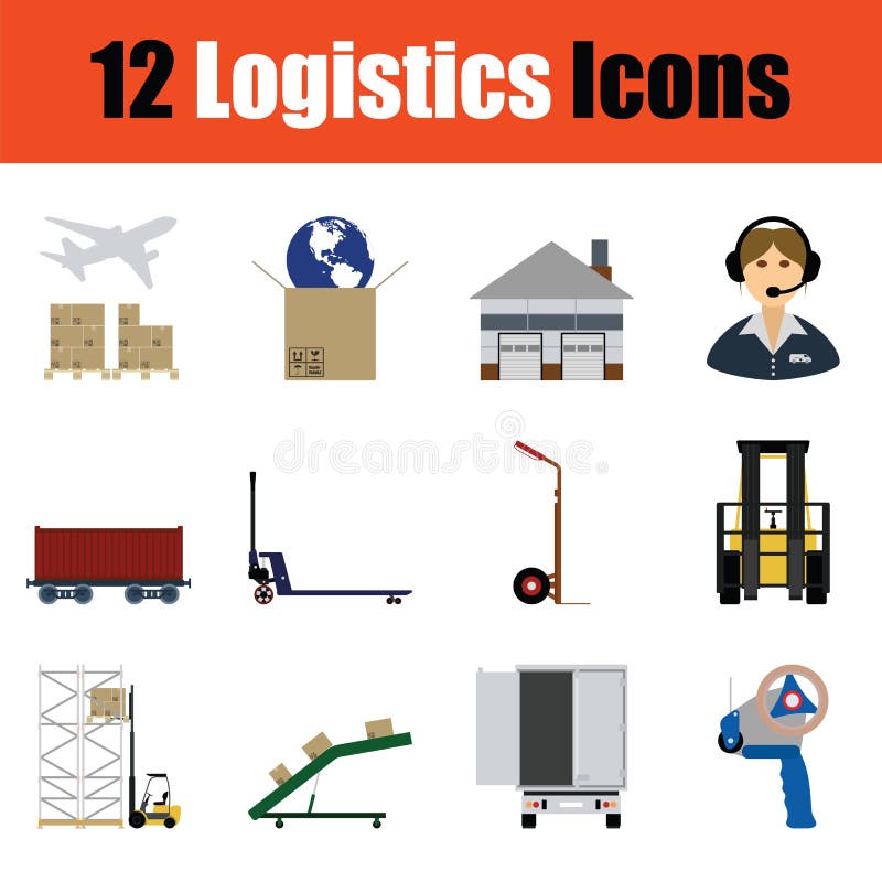 Insieme Dell'icona Di Logistica Illustrazione Vettoriale ...