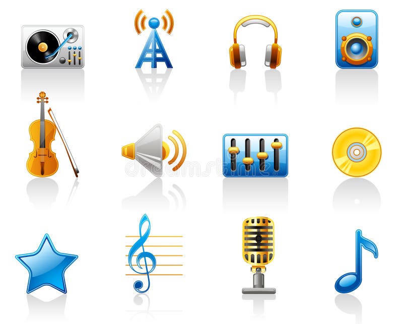 Insieme Dell'icona Di Musica Illustrazione Vettoriale - Illustrazione ...