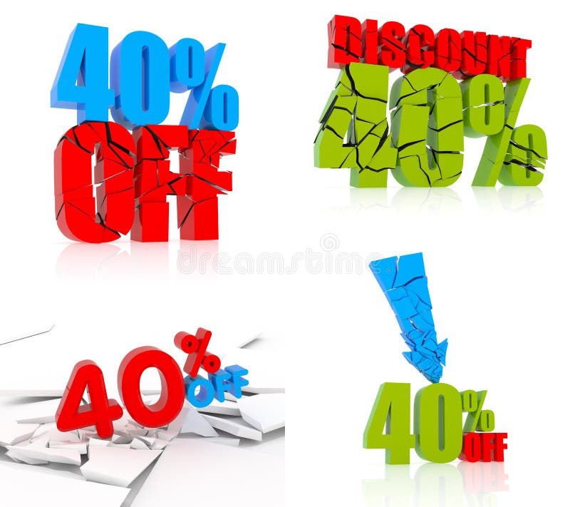 Insieme Dell'icona Di Sconto Di 40% Illustrazione di Stock ...