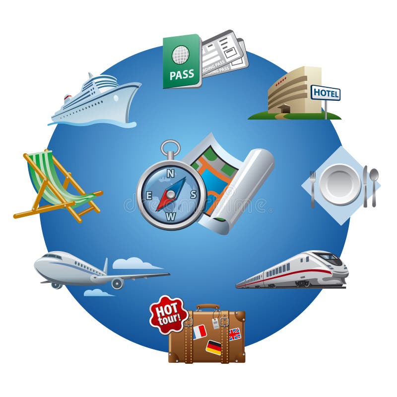 Insieme Dell'icona Di Viaggio Illustrazione di Stock - Illustrazione di ...