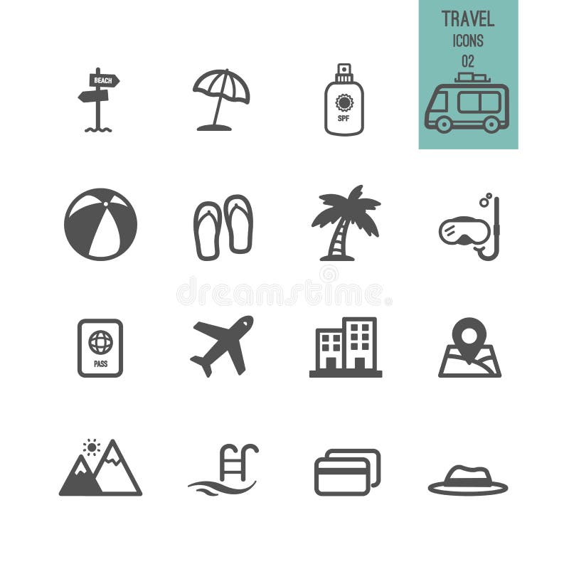 Insieme Dell'icona Di Viaggio Illustrazione Vettoriale - Illustrazione ...