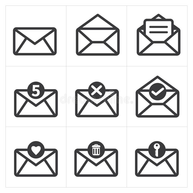 Insieme Della Posta Dell'icona Icona Dei Messaggi Illustrazione ...