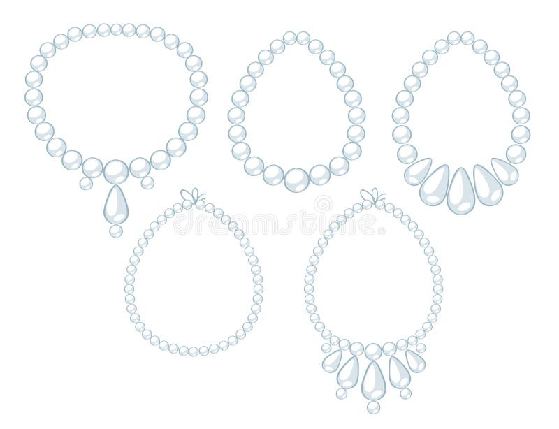 Collane Della Perla Sull'illustrazione Fittizia Linea Piana Icona, Logo ...