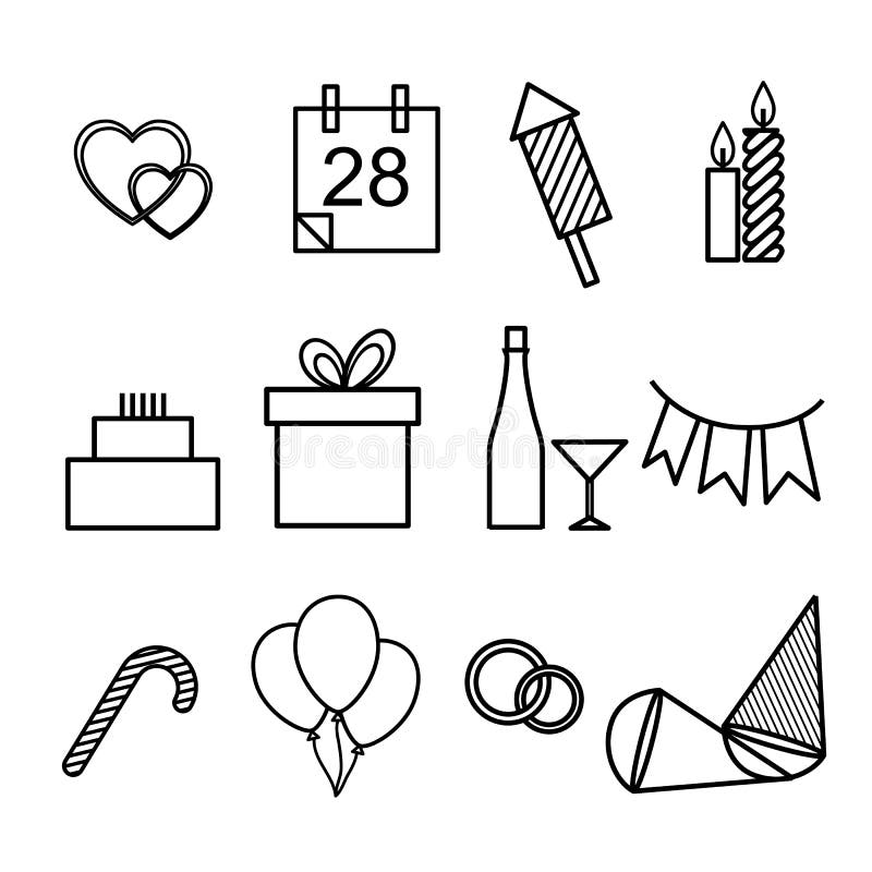 Insieme Delle Icone Per Le Feste Illustrazione Vettoriale ...