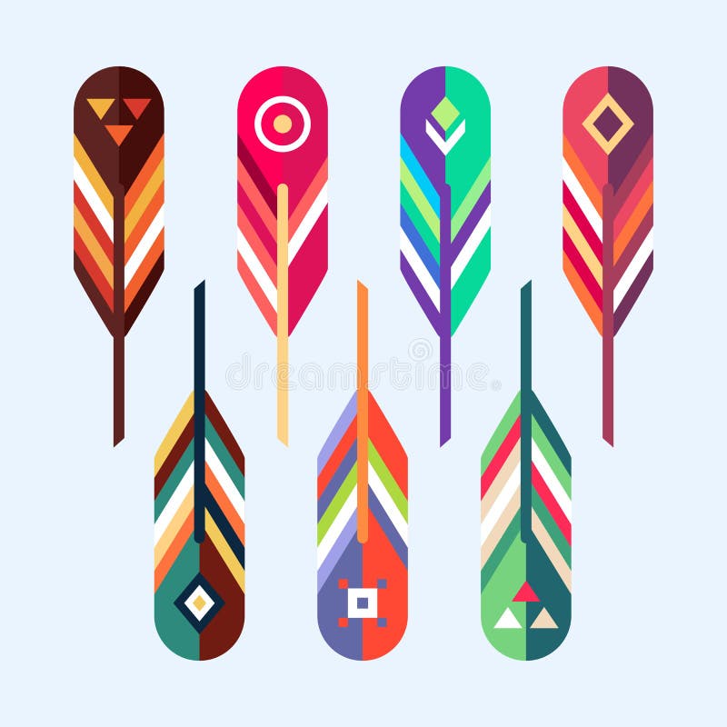 Insieme Delle Piume Colorate Illustrazione Vettoriale - Illustrazione ...