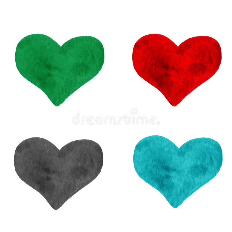 Insieme Di Cuore Variopinto Dipinto Disegnato a Mano, Bello Elemento ...