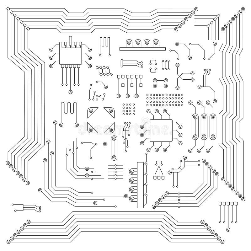 Insieme Di Elementi Di Schema Del Chip Illustrazione Vettoriale ...