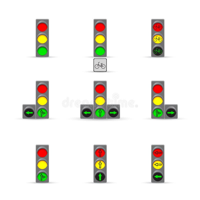 Insieme di molti semafori illustrazione di stock. Illustrazione di ...