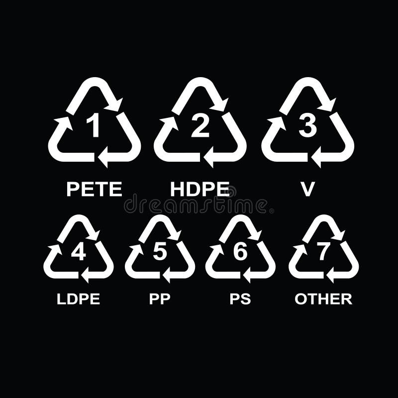 Insieme Di Riciclaggio Dei Simboli Per Plastica Illustrazione ...
