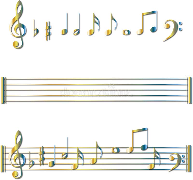 Insieme Di Simboli Delle Note Musicali Illustrazione Vettoriale ...