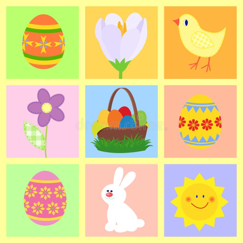 Insieme Di Simboli Di Pasqua Illustrazione Vettoriale - Illustrazione ...