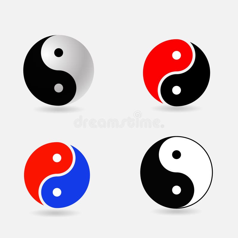 Insieme Di Simboli Di Yang Di Ying Illustrazione Vettoriale ...