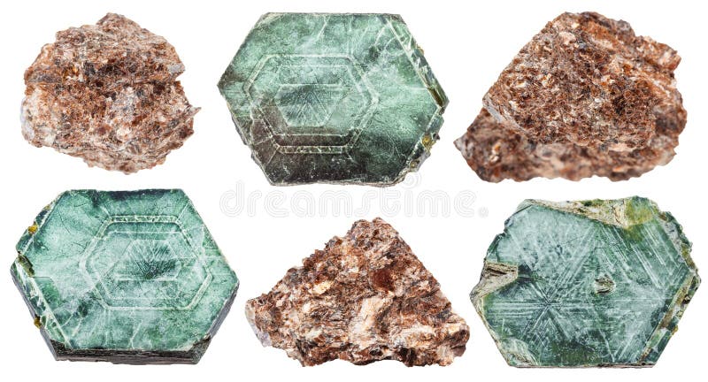 Insieme Di Vari Minerali Della Flogopite Isolati Fotografia Stock ...