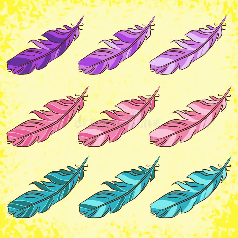Insieme Di Vettore Delle Piume Colorate Illustrazione Vettoriale ...