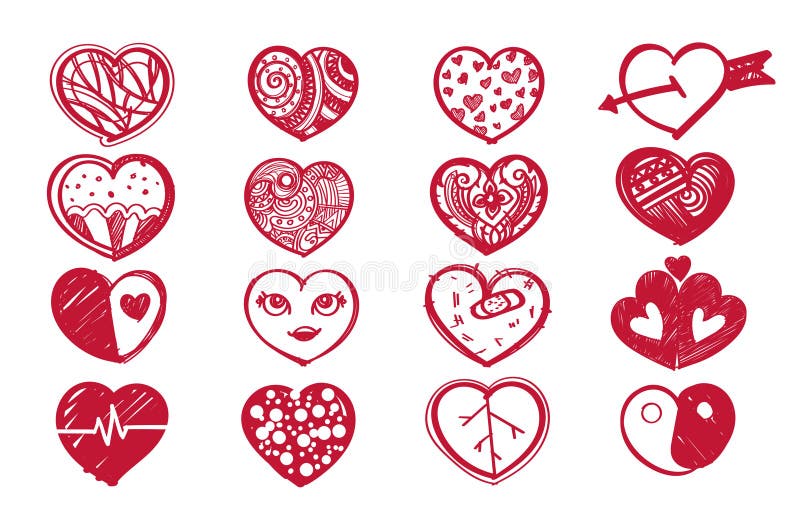 Insieme E San Valentino Del Cuore Di Schizzo Illustrazione Vettoriale ...