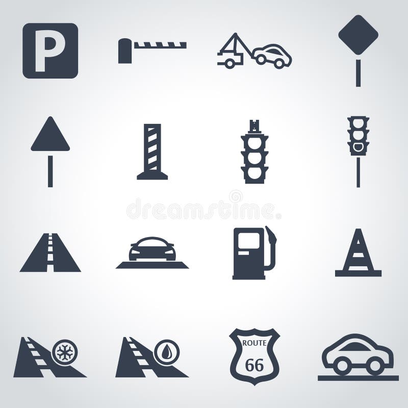 Insieme Nero Dell'icona Della Strada Illustrazione di Stock ...