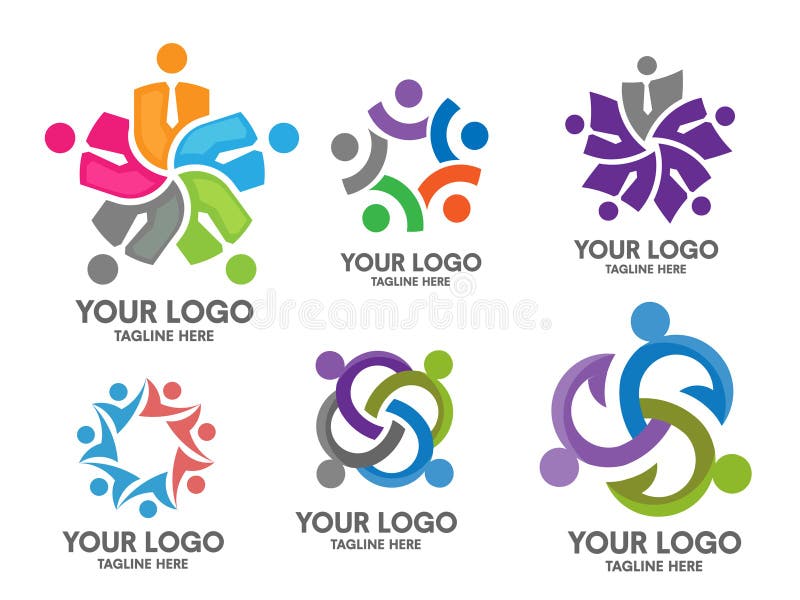 Insieme Sociale Di Logo Della Comunità Della Gente Illustrazione ...