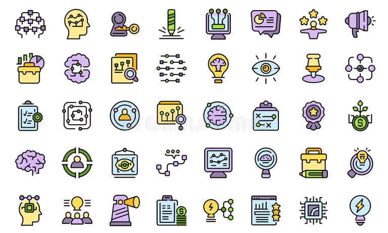 Insight Icons Set Line Color Vector Stock Illustration - Illustration ...