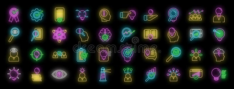 Insight Icons Set Vector Neon Stock Illustration - Illustration of ...