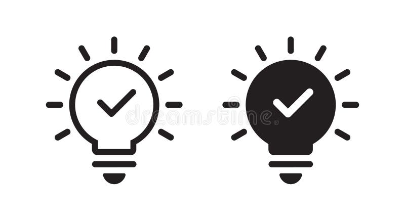 Insight, Tip Icon in Trendy Style. Light Bulb with Check Mark Sign ...