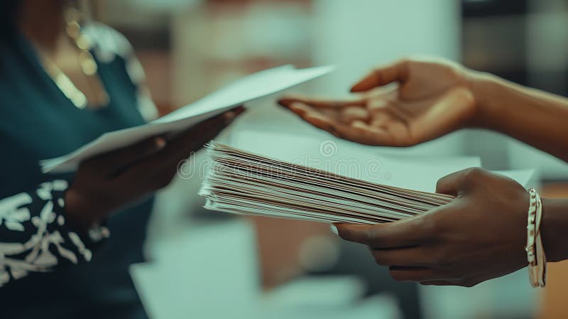 Hands Collaborating in an Office Setting the Exchange of Important ...