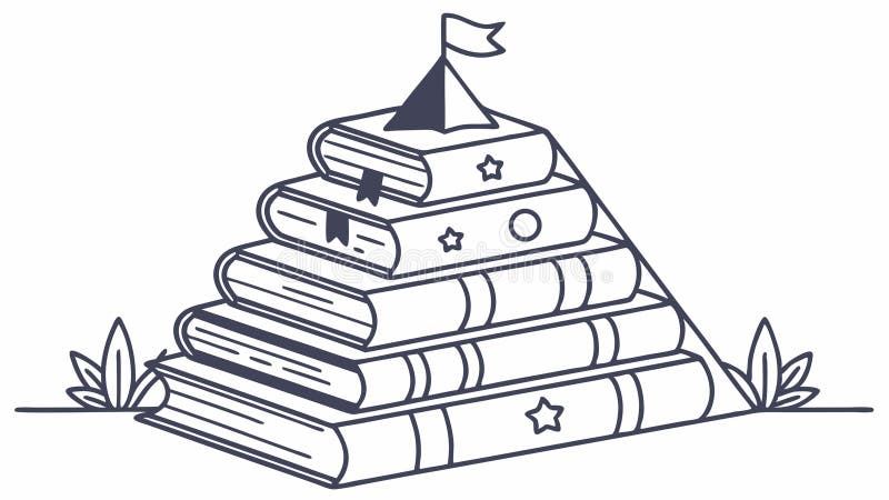 Knowledge Pyramid Hierarchy Illustration. Books Stairs and Apple at the Top Stock Vector ...