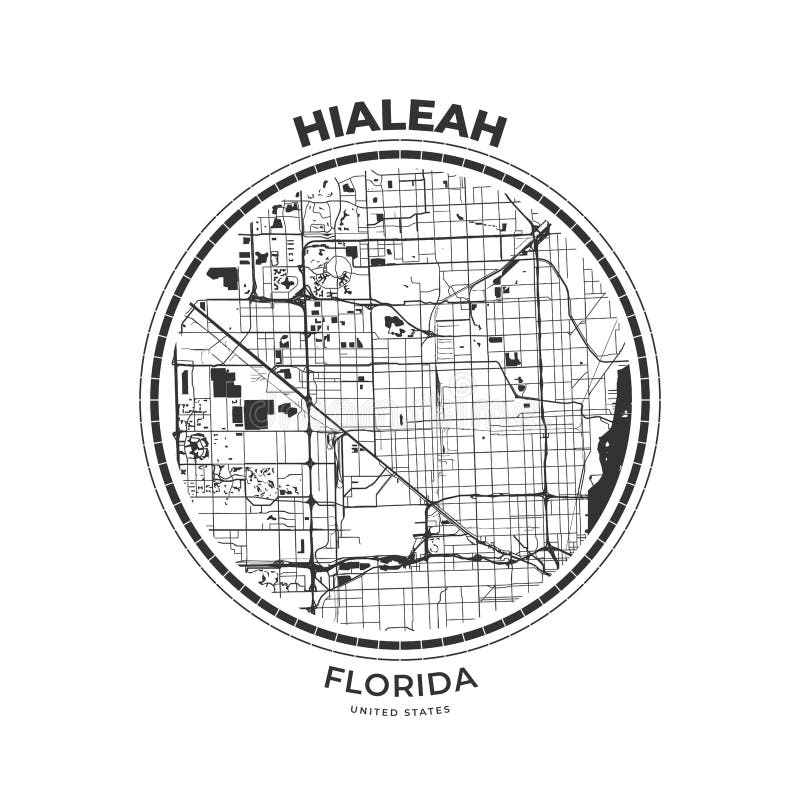 Insignia Del Mapa De La Camiseta De Hialeah, La Florida Ilustración del ...