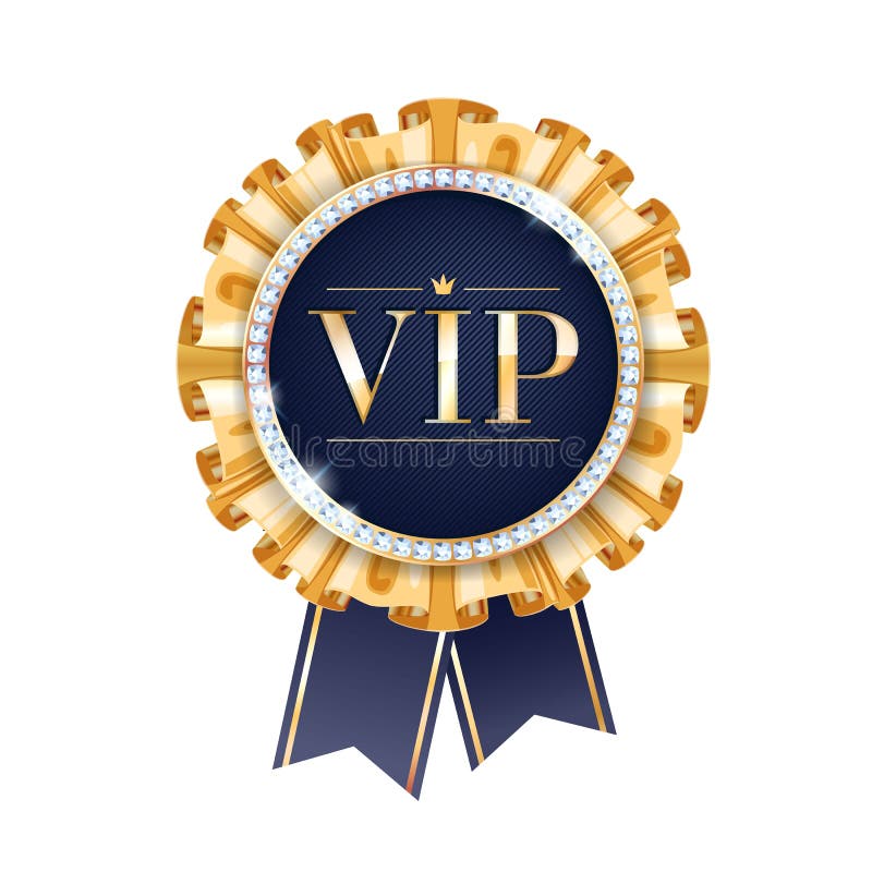 Insignia Del Vector Del VIP Con Las Cintas De Oro Ilustración del ...