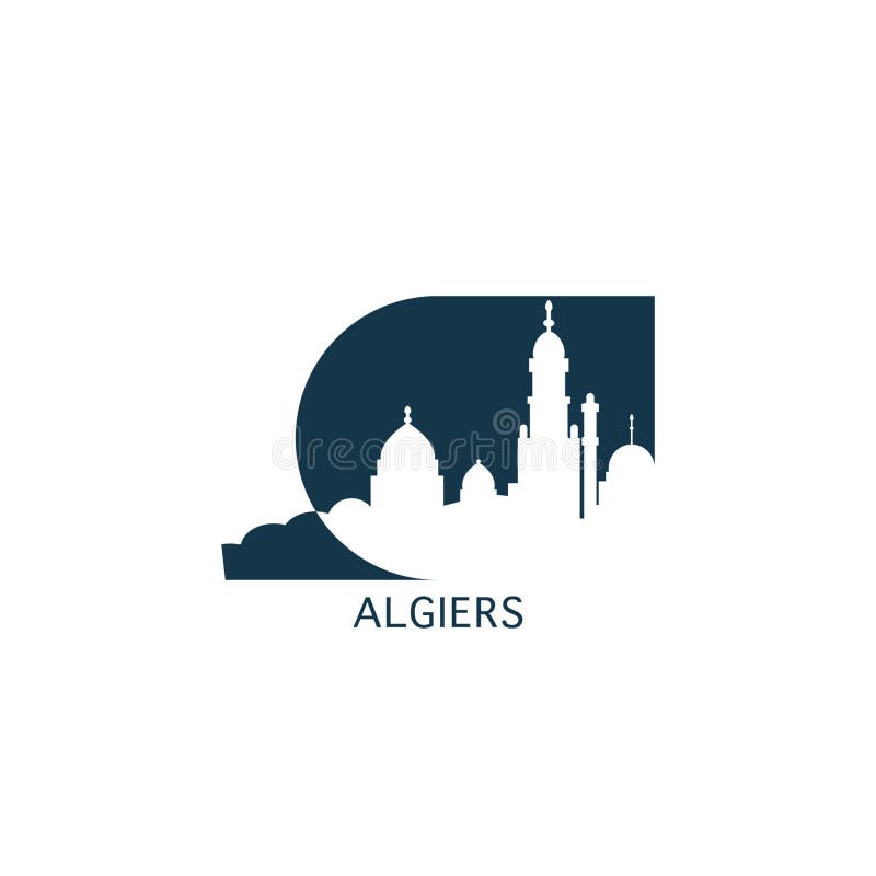 Algiers Vector Icon with Skyline, Panoramic View, City Shape. Algeria ...