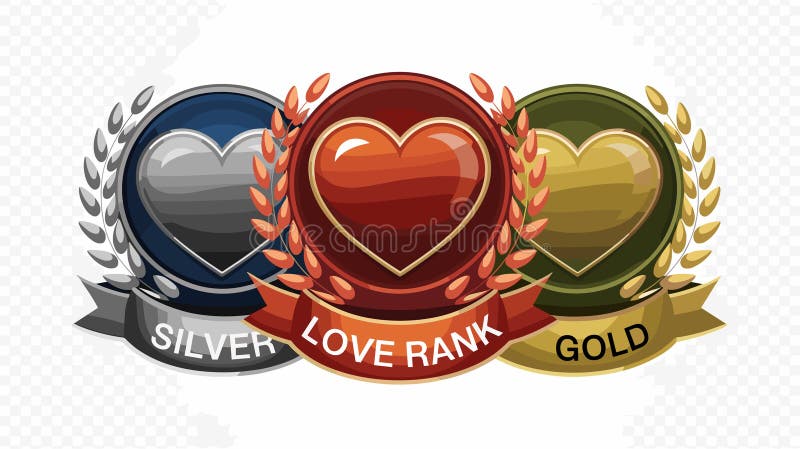 Insignia Military Game Love Rank Badge with Heart Set. Isolated Cartoon ... Insignia Military Game Love Rank Badge with Heart Set. Isolated Cartoon ...
