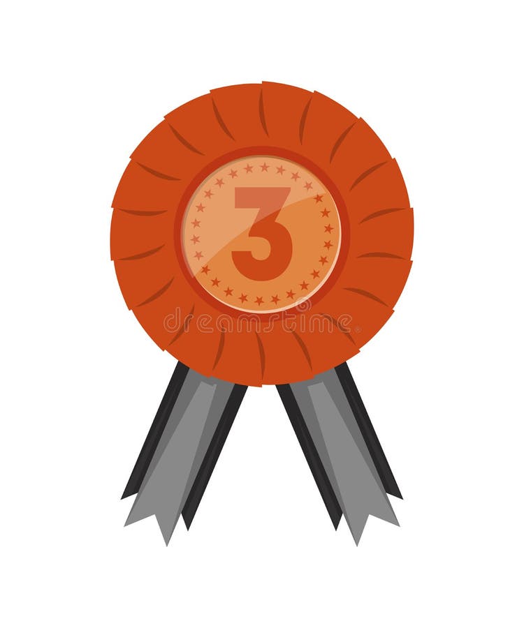 Insignia Roja Del Tercer Lugar Con La Cinta Stock de ilustración ...